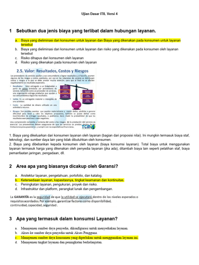 ITIL4 - Fundamentals - Pertanyaan Dan Jawaban | PDF
