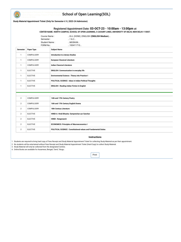 SOL Study Material Appointment | PDF