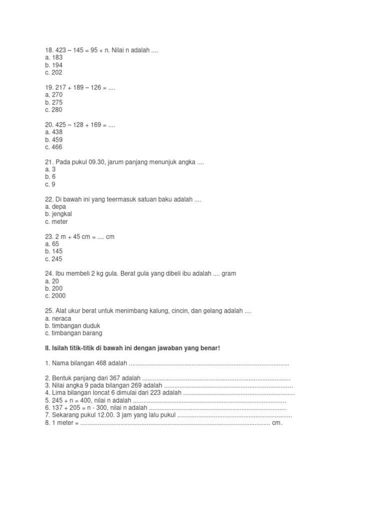 II. Isilah Titik-Titik Di Bawah Ini Dengan Jawaban Yang Benar! | PDF