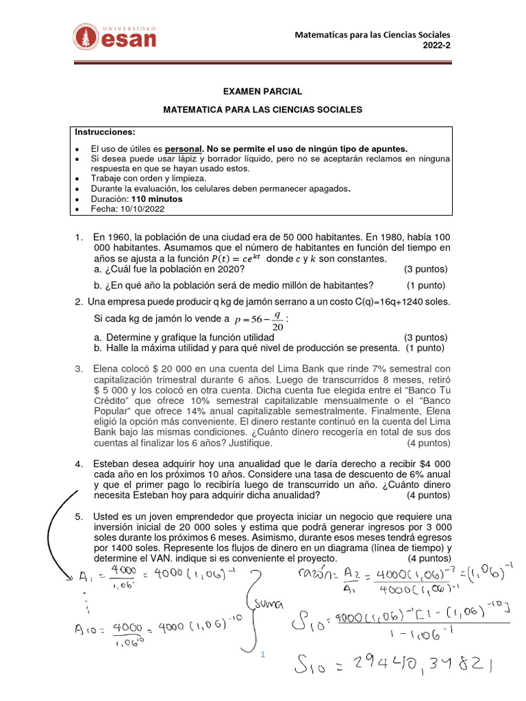 Examen Parcial 2022-2 Ccss | PDF