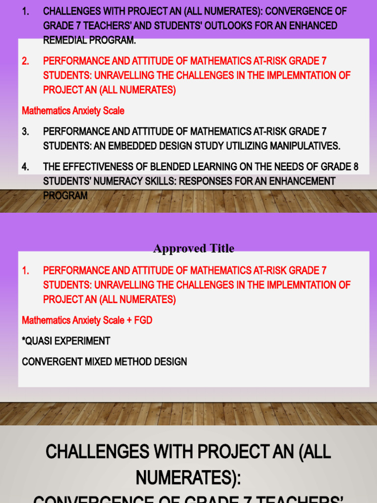 Challenges With Project An All Numerates 1 | PDF | Career & Growth