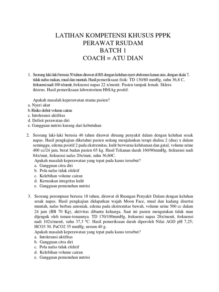 Latihan Kompetensi Khusus PPPK RS Batch 1 | PDF