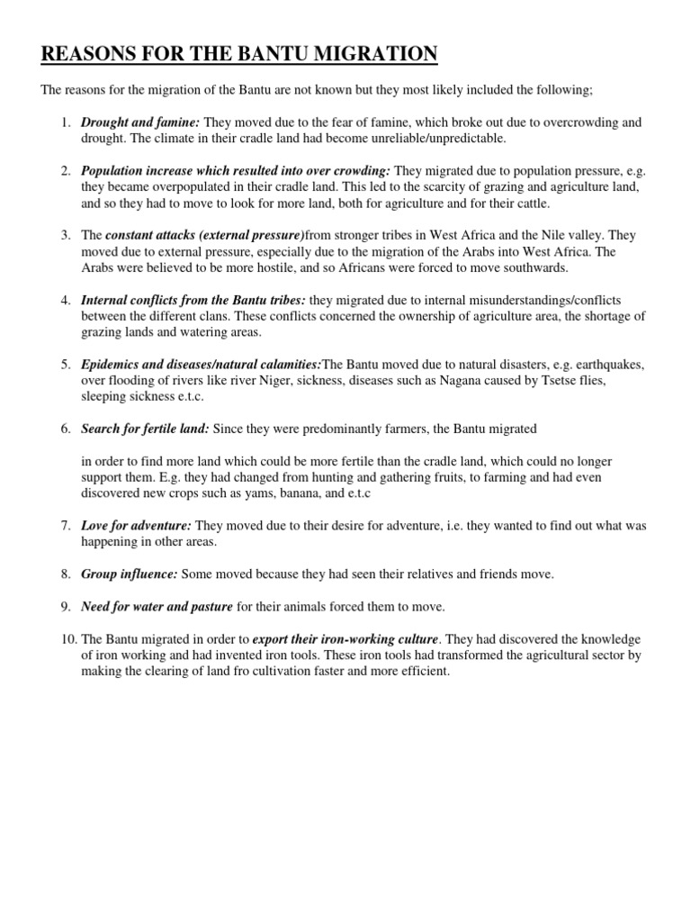 Bantu Migration Reading and Worksheet | PDF