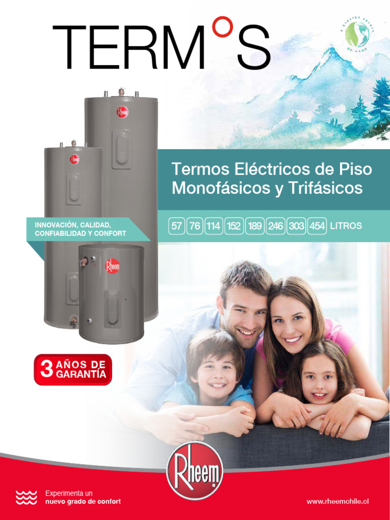 Termo Electrico Piso 57 454L Mono Trifasico Rheem Ficha2022 | PDF ...