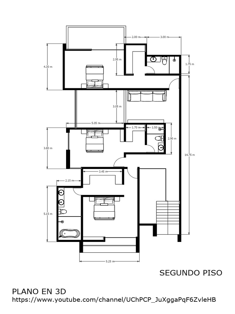 Plano de 12x25 Metros (Segundo Piso) | PDF