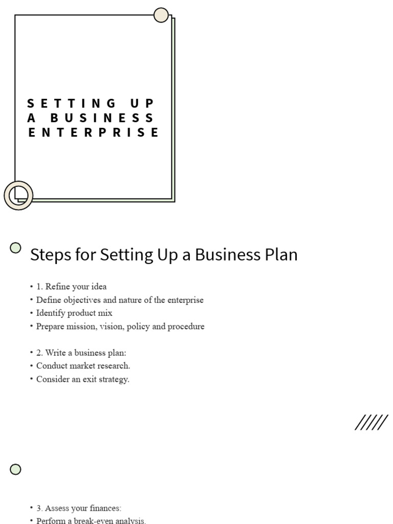 Setting Up A Business Enterprise | PDF