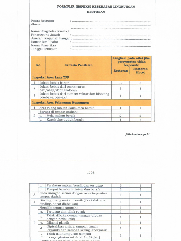 Form IKL Restoran Hotel | PDF