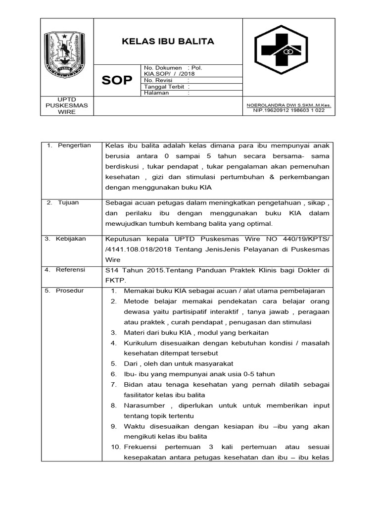 SOP KELAS IBU BALITA | PDF