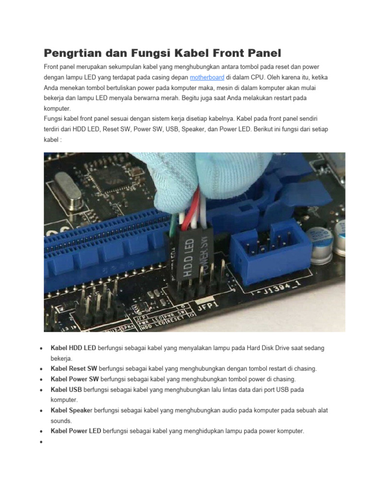 Fungsi dan Pemasangan Kabel Front Panel | PDF