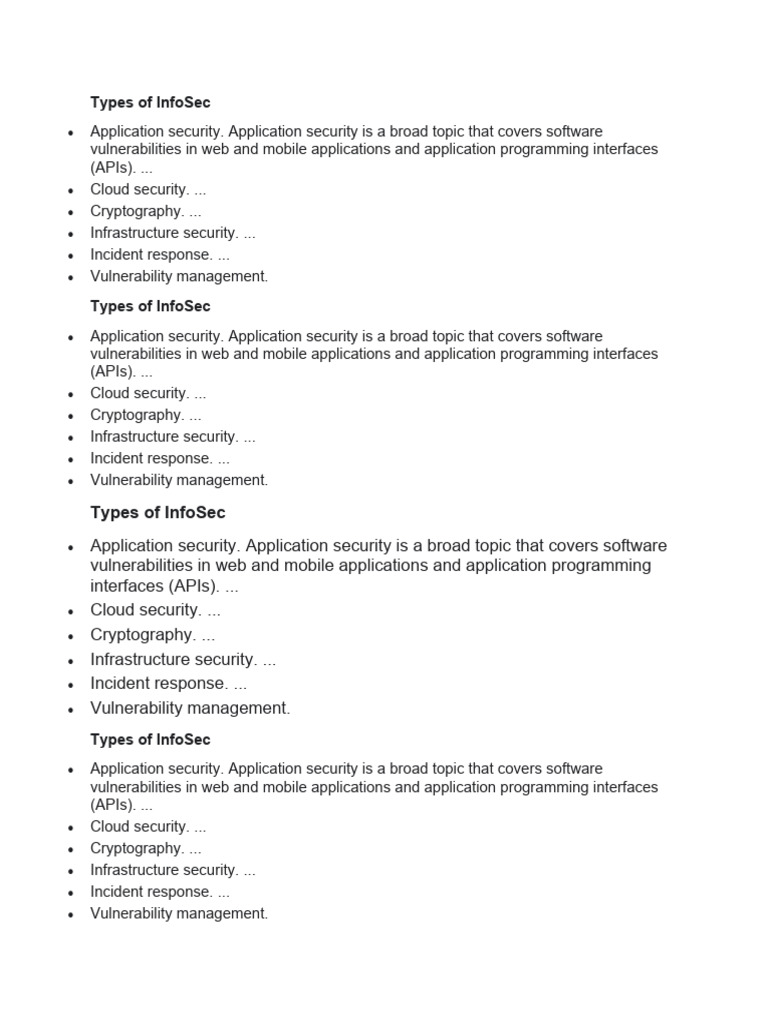 Types of InfoSec | PDF | Application Software | Cloud Computing Types of InfoSec | PDF | Application Software | Cloud Computing