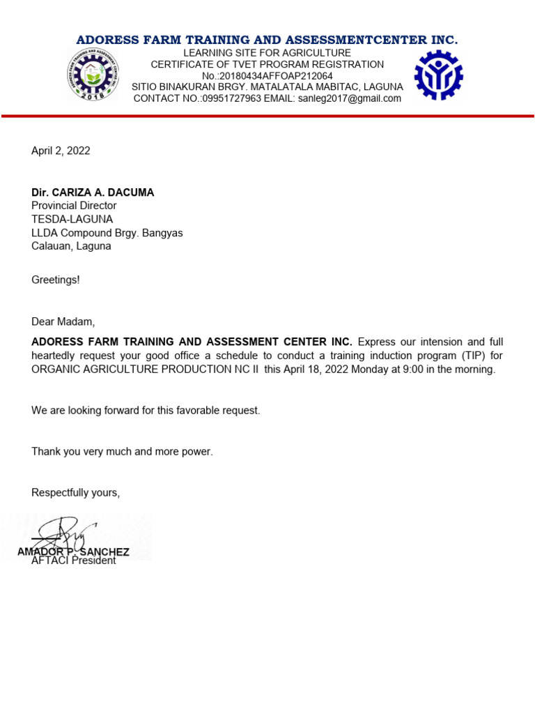 TIP Request Letter | PDF | Career & Growth | Business