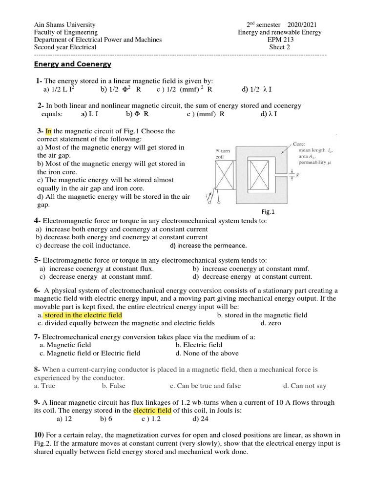 Sheet 2 Energy and Renewable Energy | PDF | Teaching Methods & Materials