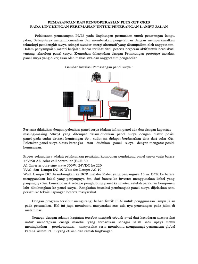 Pemasangan Dan Pengoperasian PLTS Off Grid | PDF