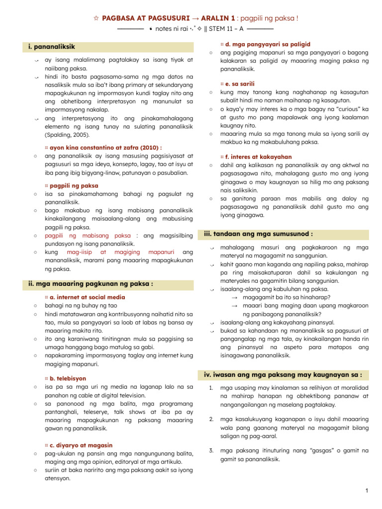 ?Q4 Pagbasa at Pagsusuri Reviewer | PDF