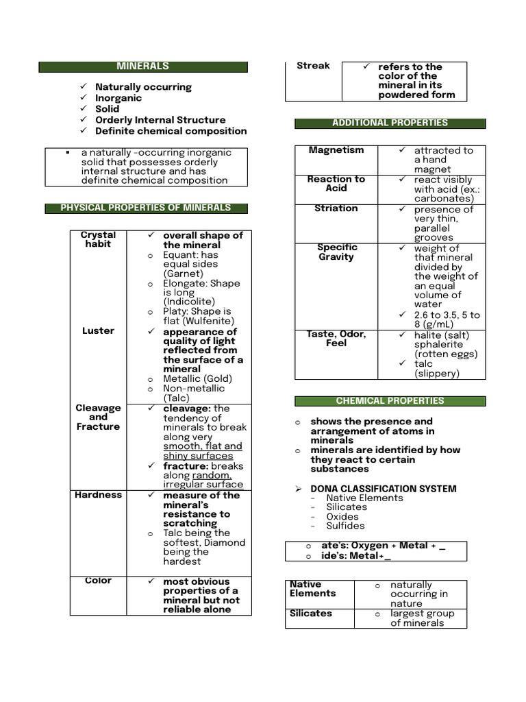 Earth Science Digi Notes | PDF | Minerals | Rock (Geology)