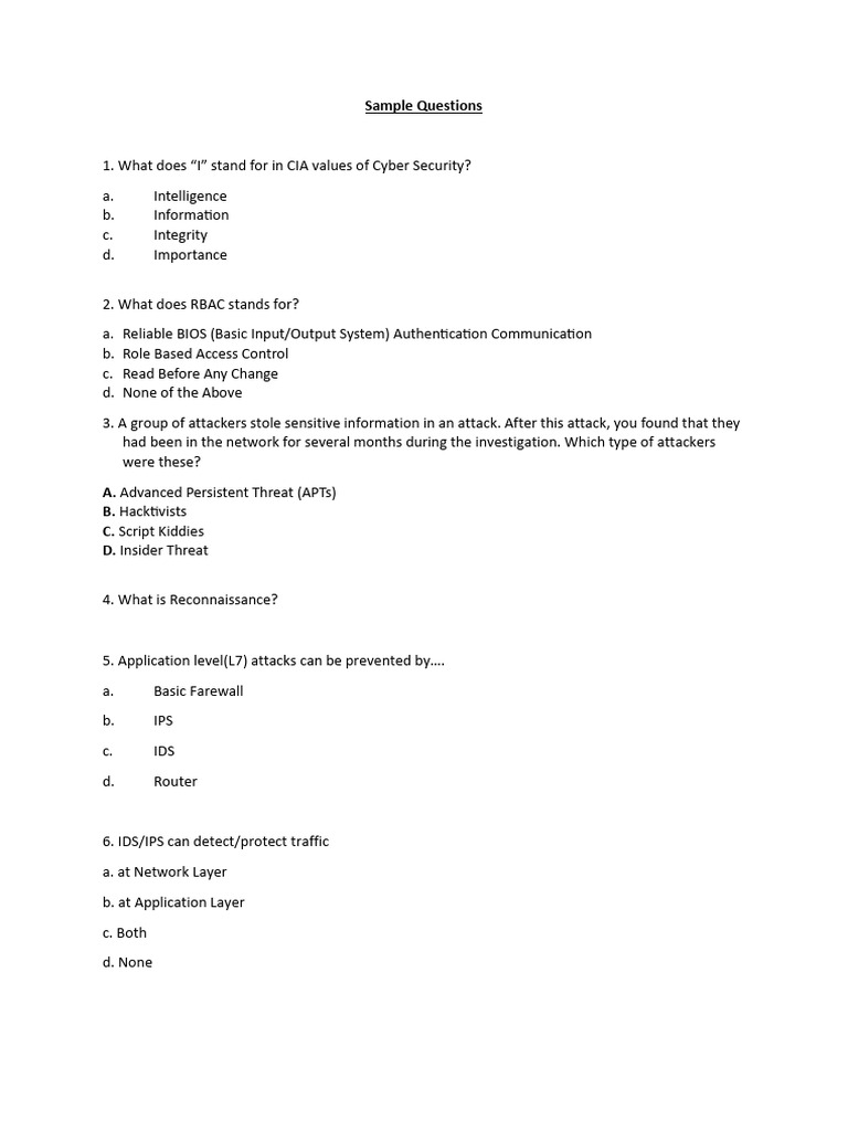 Sample Questions Cyber Security Pdf