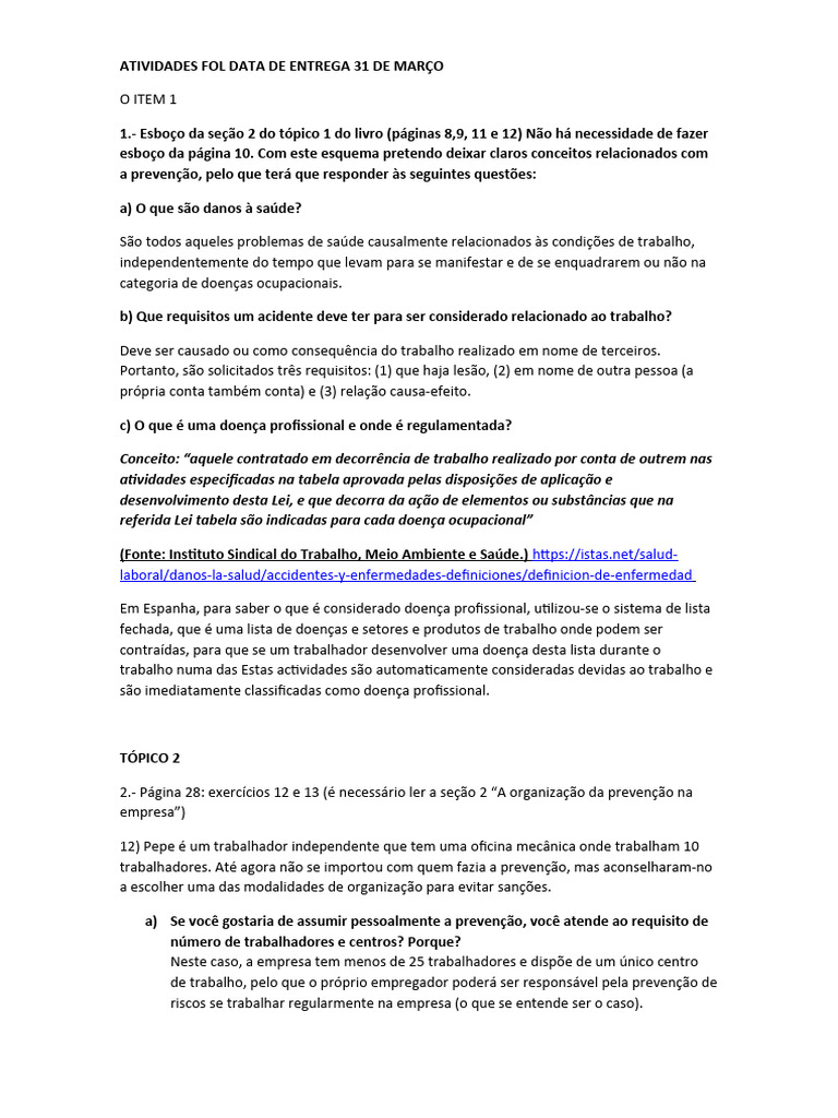 Atividades Fol Data de Entrega Março 3111111111111111111111 | PDF ...