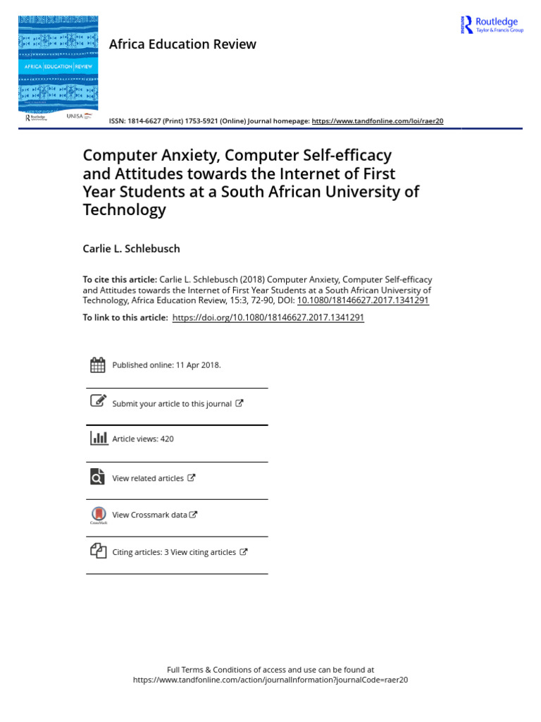 Computer Anxiety in South African Students | PDF | Social Science ...