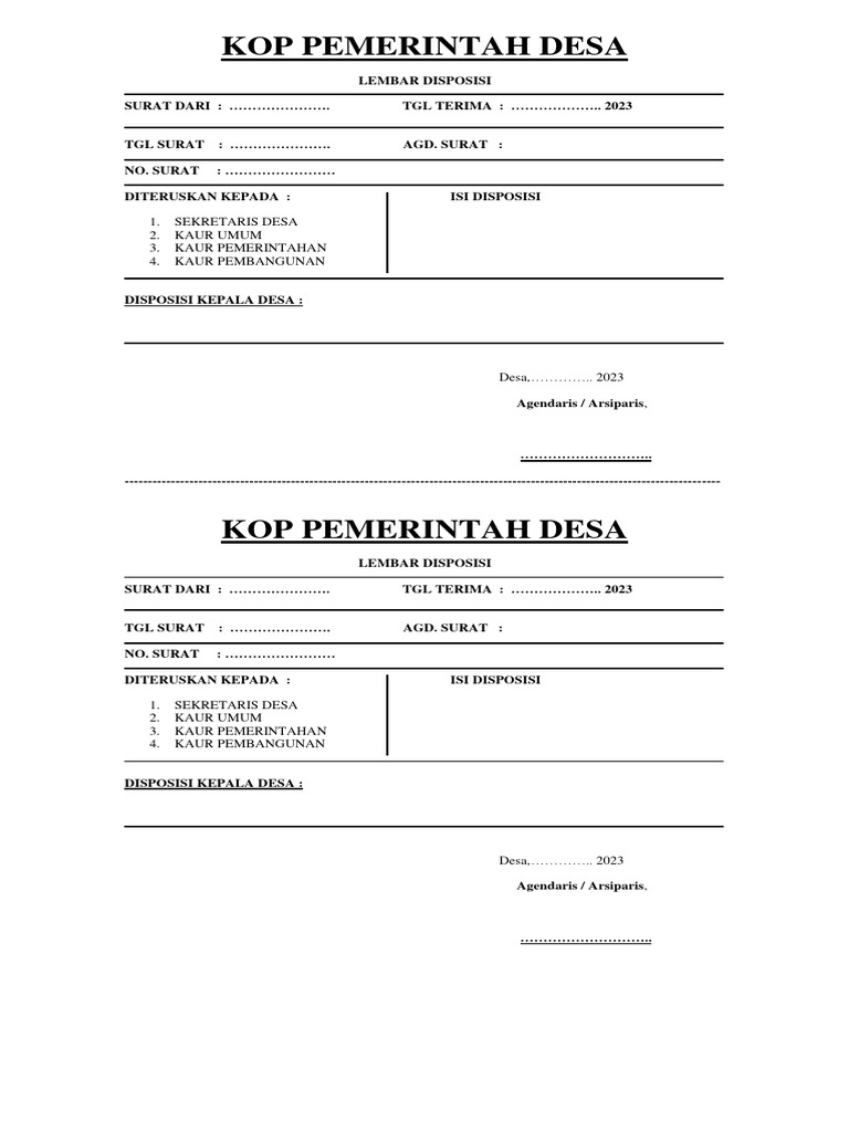 Format Disposisi Desa | PDF