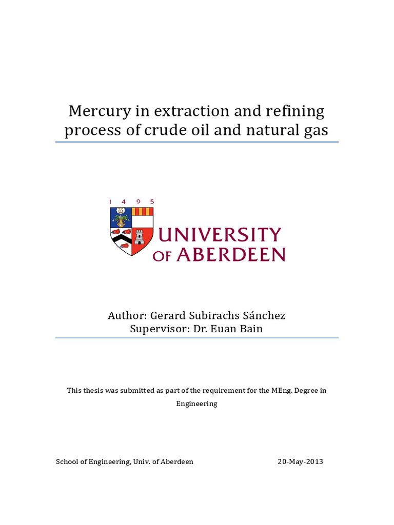 Mercury in Oil & Gas Processing | PDF