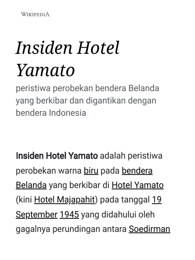 Insiden Hotel Yamato - Wikipedia Bahasa Indonesia, Ensiklopedia Bebas | PDF