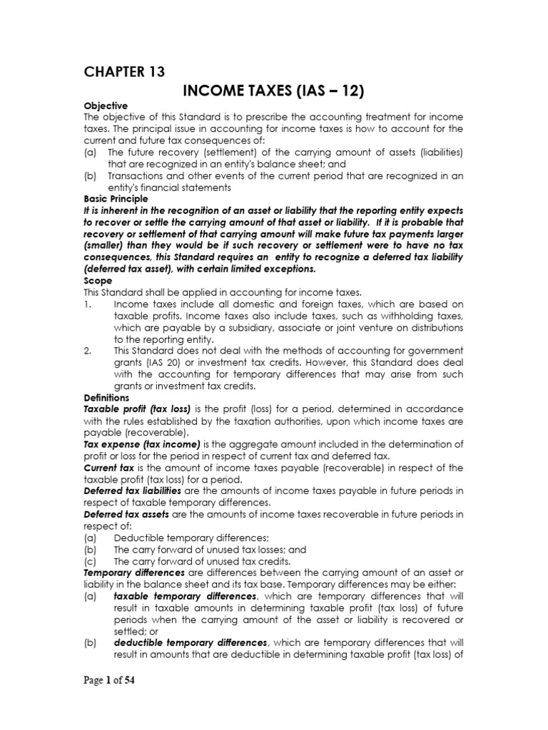 Chapter 13 - IAS 12 | PDF | Deferred Tax | Tax Deduction