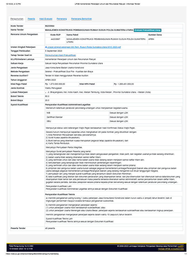 LPSE Kementerian Pekerjaan Umum Dan Perumahan Rakyat - Informasi Tender-7 | PDF