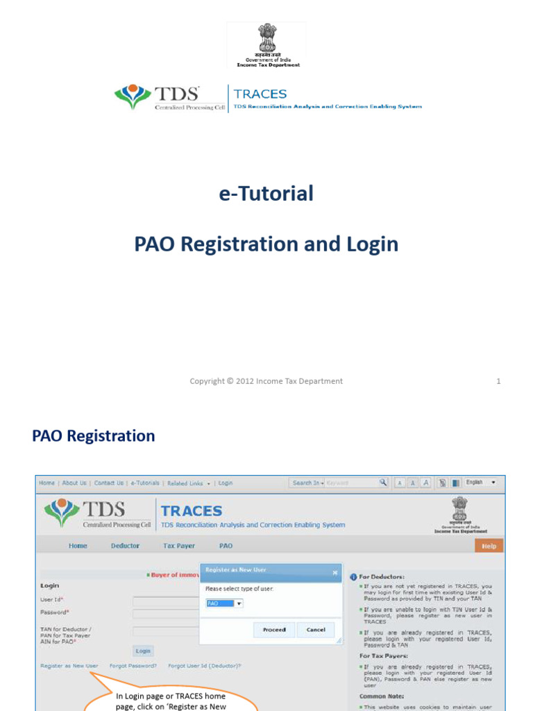 E-Tutorial - PAO Registration and Login | PDF | Login | Cyberspace