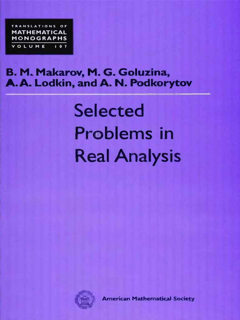 Selected Problems in Real Analysis | PDF | Teaching Methods & Materials | Science & Mathematics