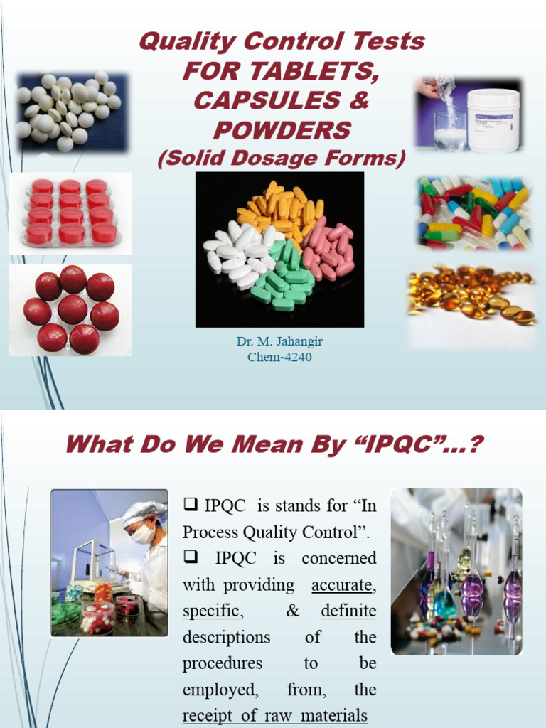 Notes-Quality Control of Solid Pharmaceutical Dosage Form | PDF