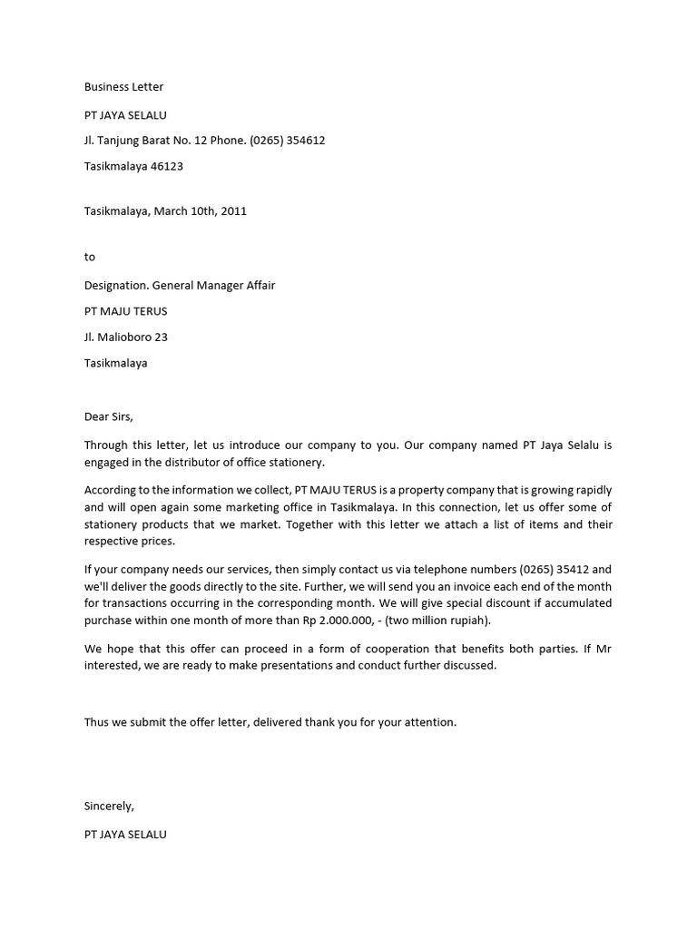 Business Letter | PDF