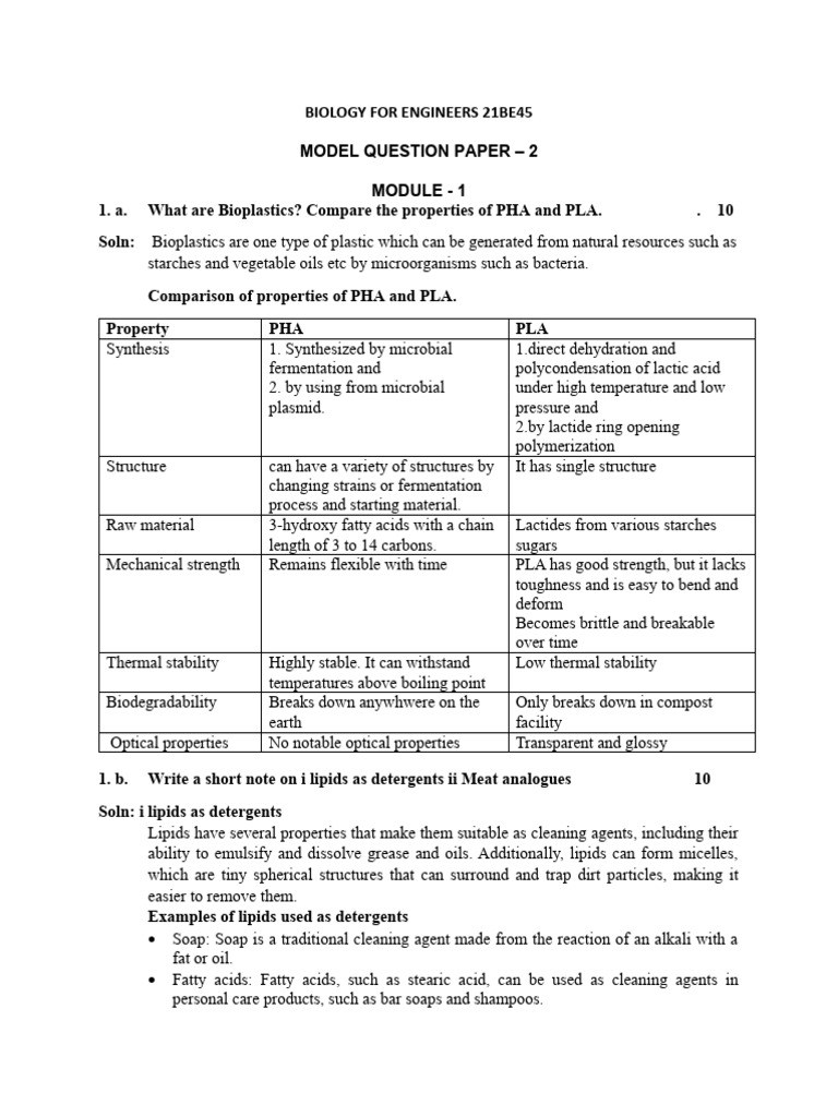 BIOLOGY FOR ENGINEERS - Model QP2 - Solutions | PDF | Electrocardiography | Medical Imaging