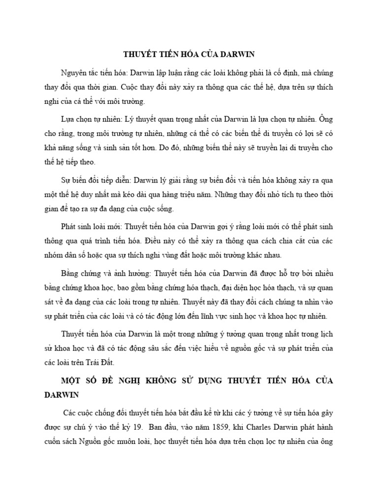 Thuyết Tiến Hóa Của Darwin-ý Kiến Chống Đối | PDF