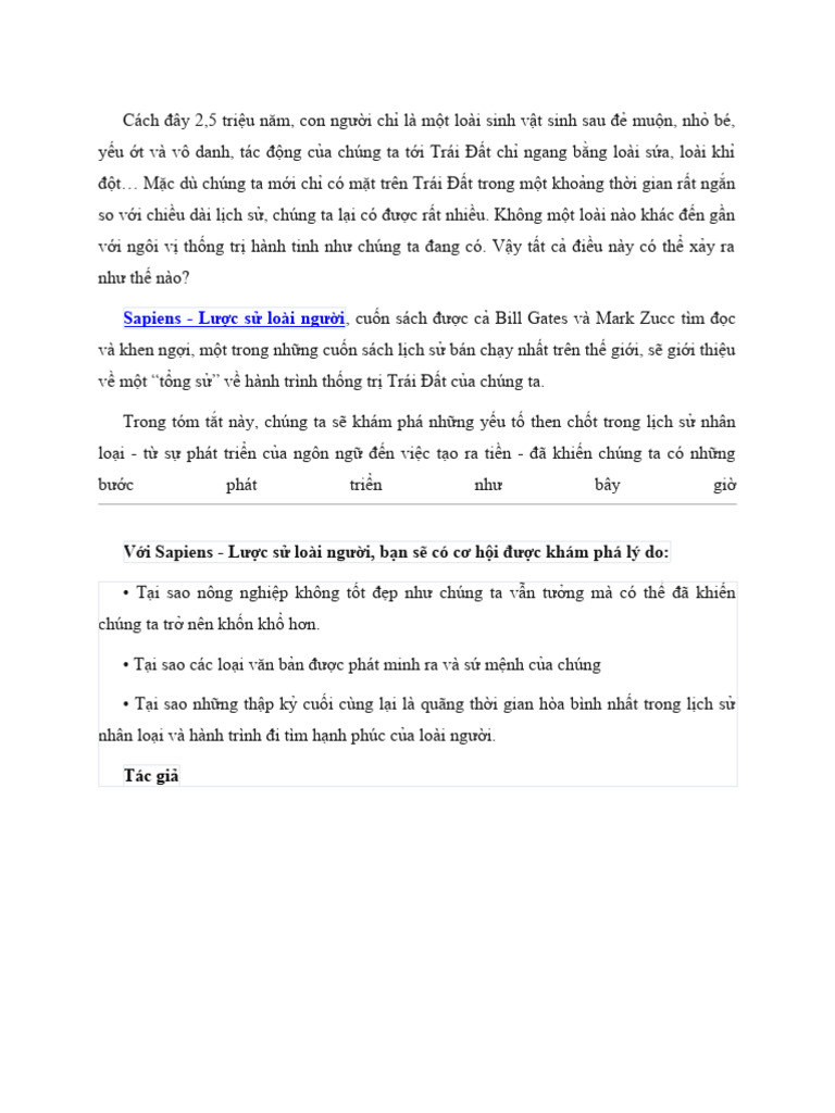 2 - tóm Tắt Lược Sử Loài Người | PDF