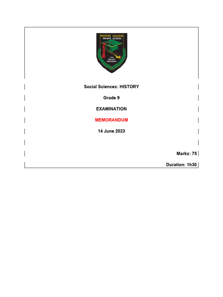 Gr. 9 History Memo 2023 - Edited | PDF | World War II | Nazi Germany