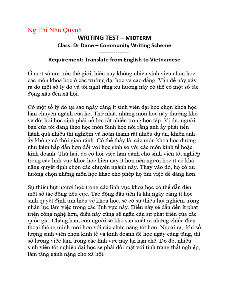 Writing Test - Midterm | PDF