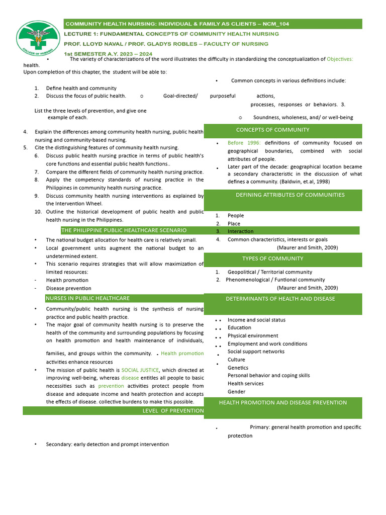CHN I Lesson 1 Prelim | PDF