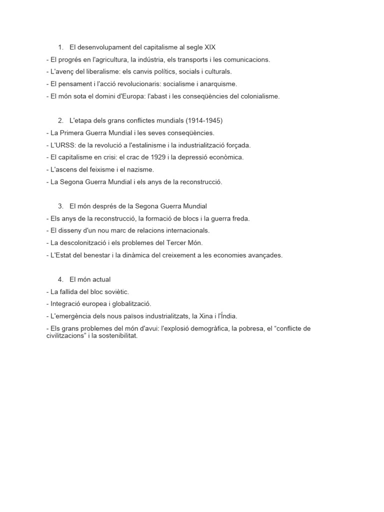 Índex TEMES EXAMEN HISTORIA | PDF