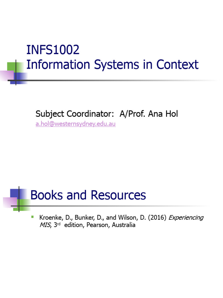 Week 1 - Intro-Is in Context - Week 1 | PDF | Information | Lecture