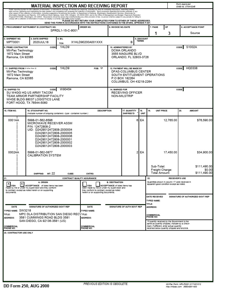 Material Inspection and Receiving Report | PDF
