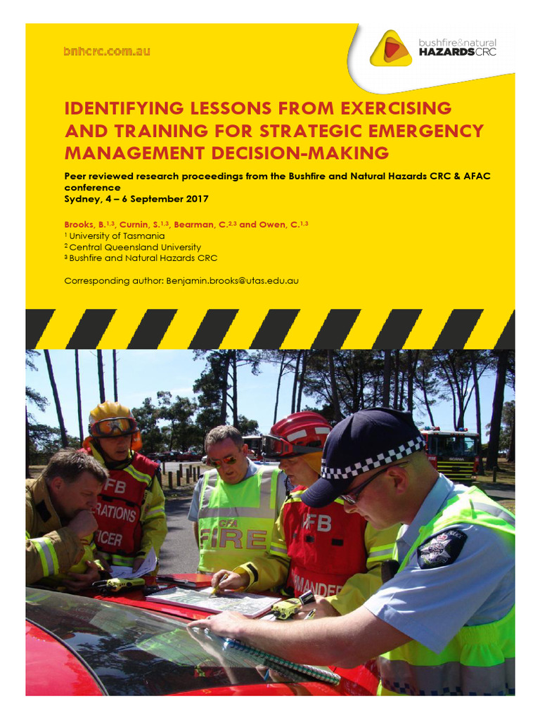 Training For Strategic Emergency Management Decision Making | PDF ...