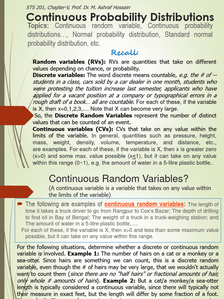 Chapter V Continuous Probability Distributions PDF - Dr. Ashraf | PDF | Normal Distribution ...