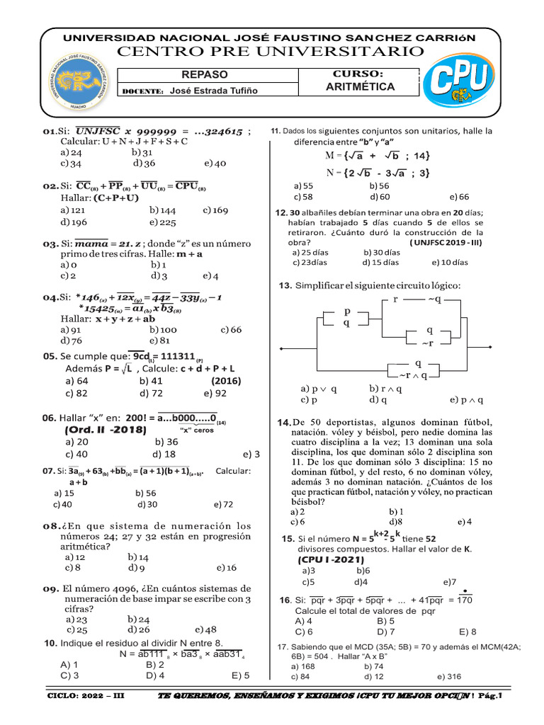 Cpu Repaso - Ciclo 2022 Iii | PDF