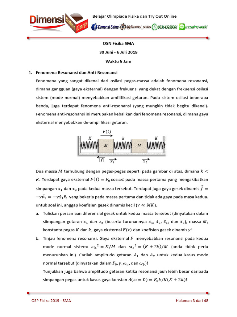 SOAL DAN JAWABAN OSN Fisika SMA 2019 | PDF