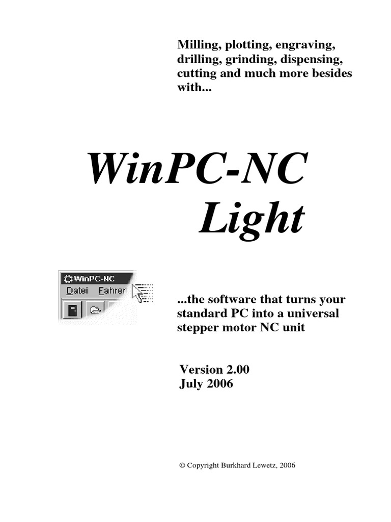 HB WinPCNC Light Engl | PDF | Menu (Computing) | Window (Computing)