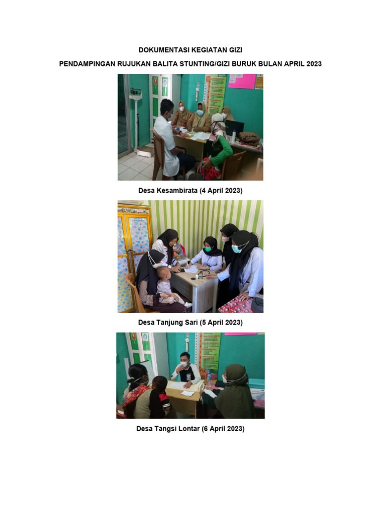 DOKUMENTASI KEGIATAN GIZI SPJ April 2023 | PDF