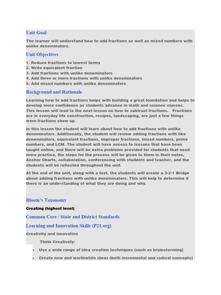 Lesson Plan-Adding fFRACTION | PDF | Learning | Teachers