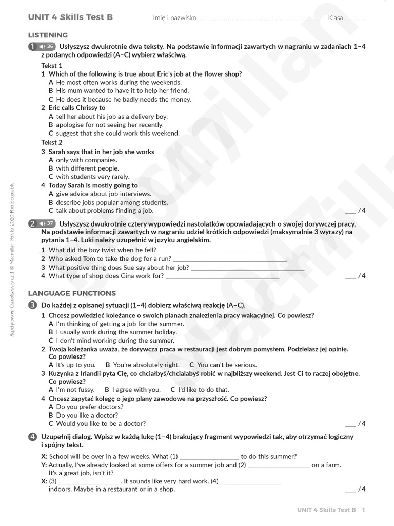 Unit 4 Skills Test B | PDF