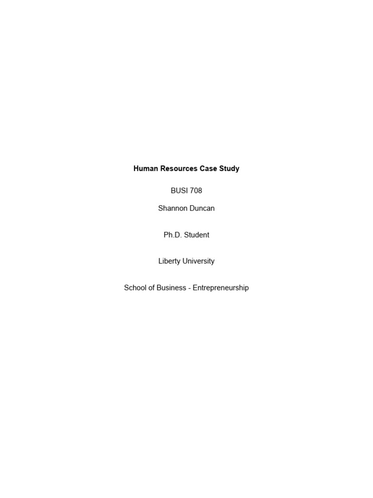 Human Resources Case Study - BUSI 708 | PDF