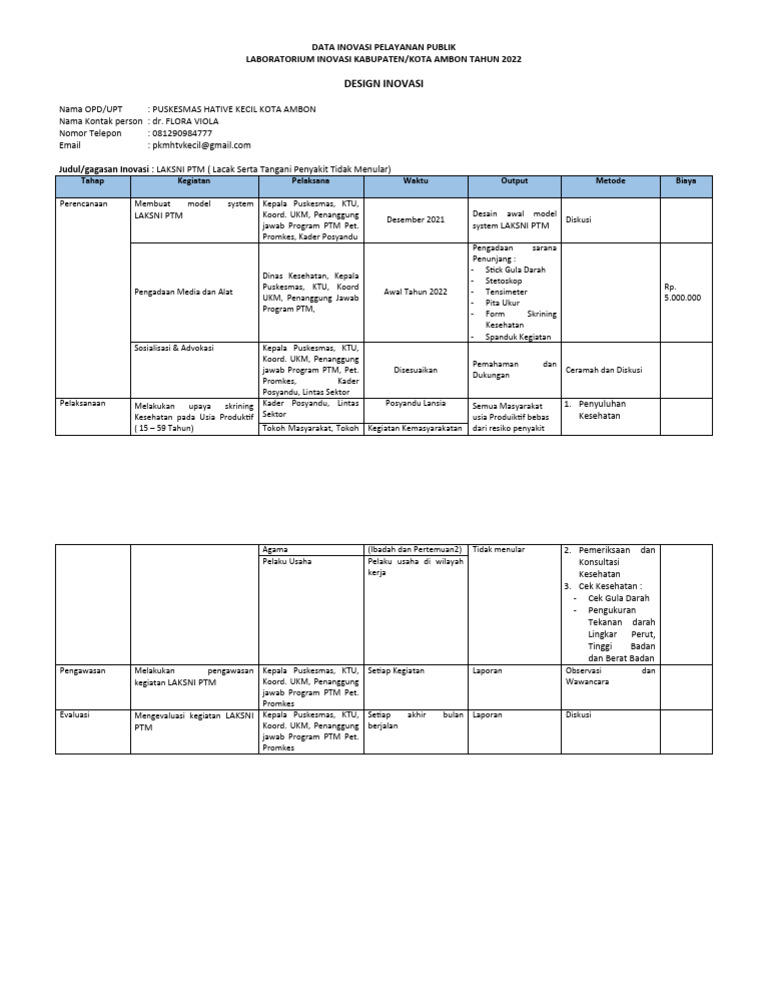FORM DESAIN INOVASI LAKSNI PTM_PKM HK | PDF